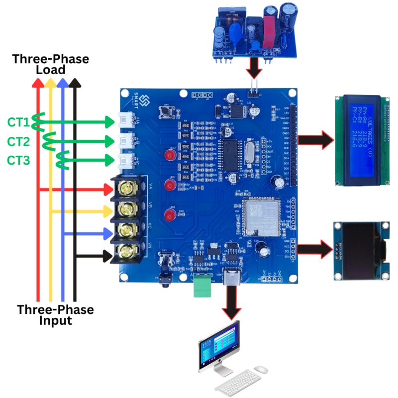 Smart IntelliMeter: WiFi Based 3-Phase Bidirectional Energy Metering Board